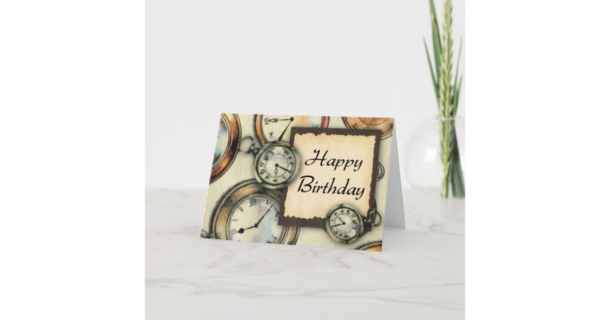 Pocket Watch Birthday Card | Zazzle
