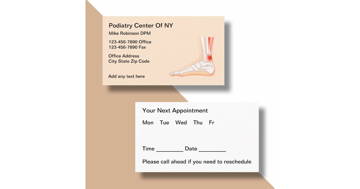 Podiatrist Appointment Medical Business Cards | Zazzle