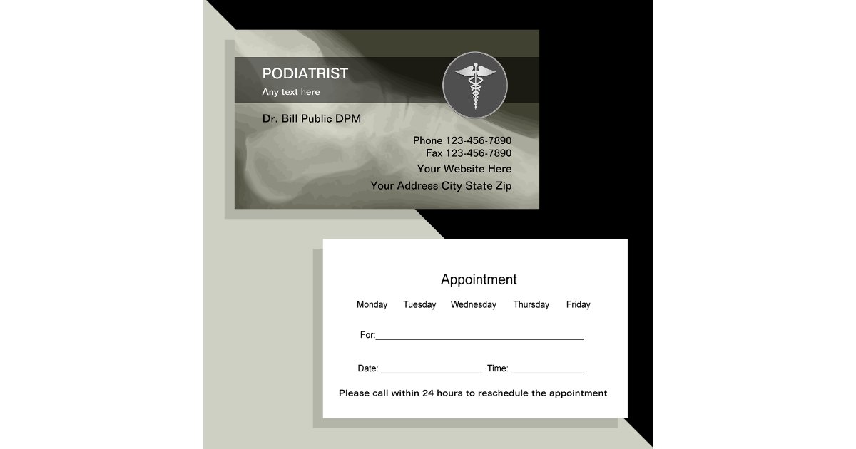 Podiatrist Appointment Reminder And Business Cards | Zazzle