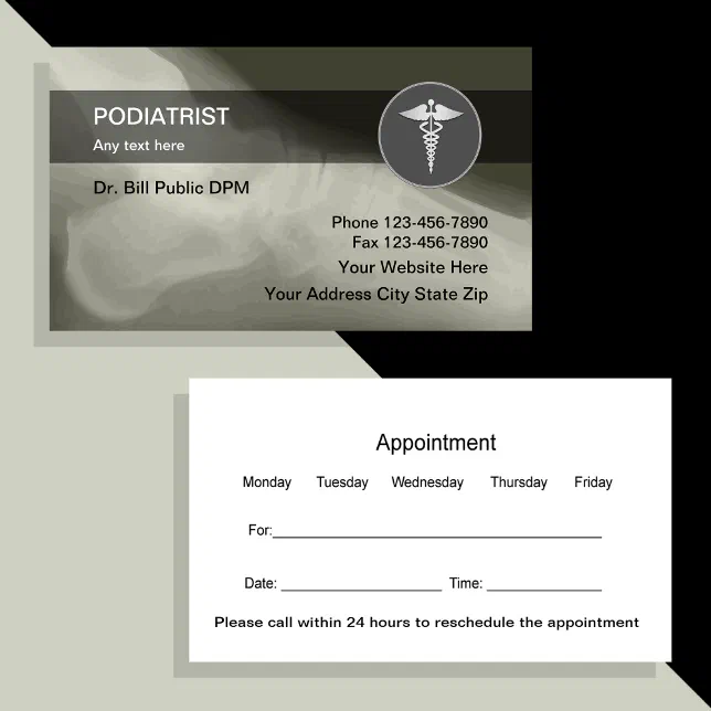 Podiatrist Appointment Reminder And Business Cards | Zazzle