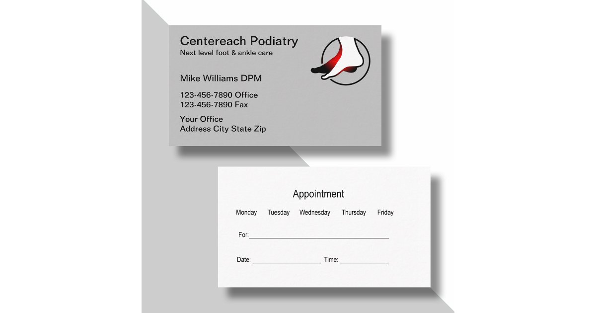 Podiatrist Business Card Appointment Template | Zazzle