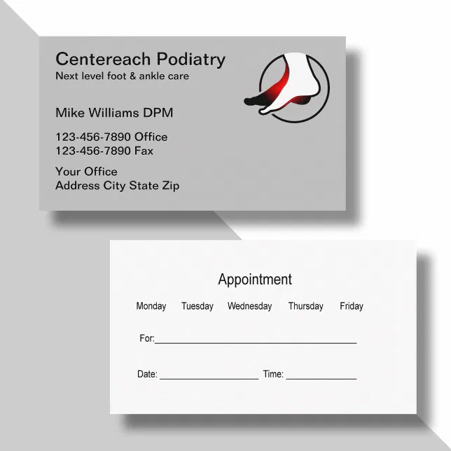 Podiatrist Business Card Appointment Template | Zazzle