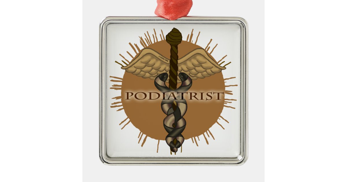 Podiatrist Caduceus Premium Square Ornament | Zazzle