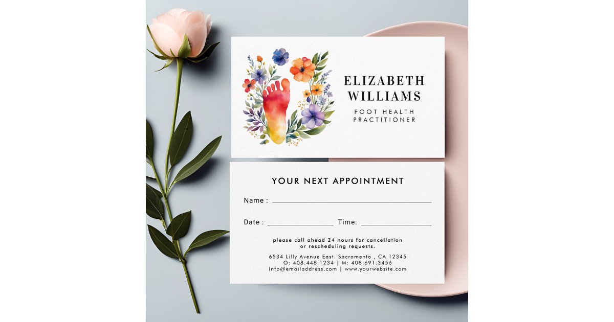 Podiatrist Foot Health Practitioner Modern Appointment Card | Zazzle