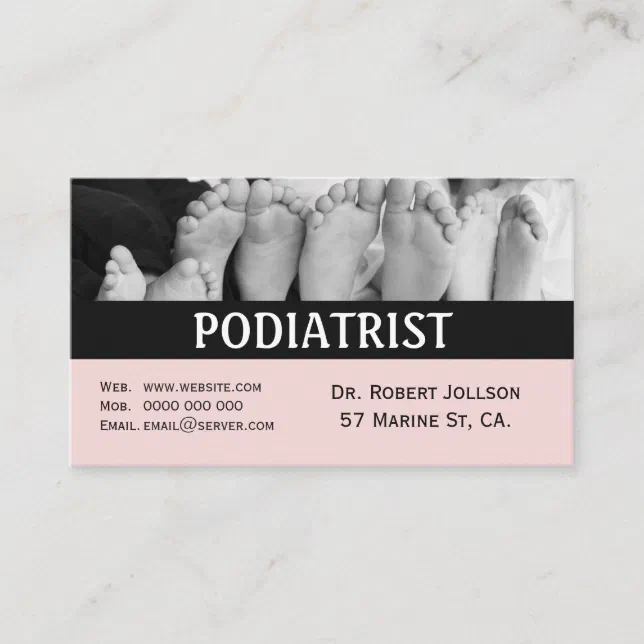 Podiatrist Medical Appointment Pink Business Card | Zazzle
