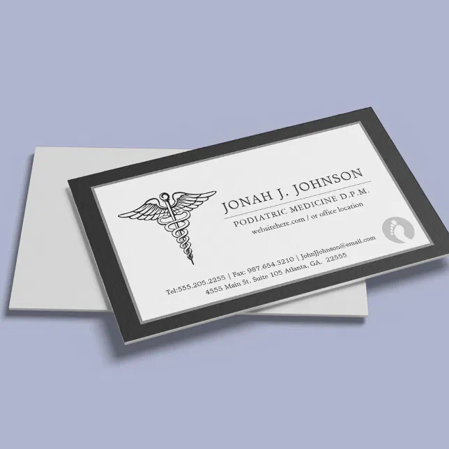 Podiatrist Minimalist Black Border Business Card | Zazzle