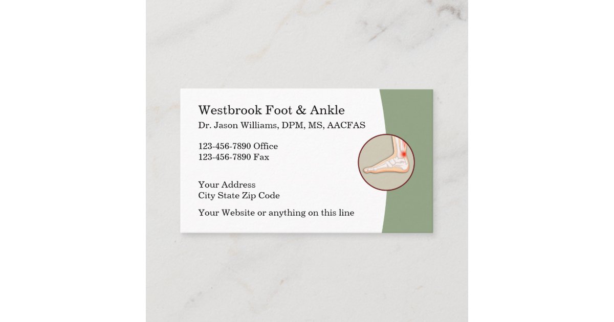 Podiatrist Modern Editable Business Cards | Zazzle