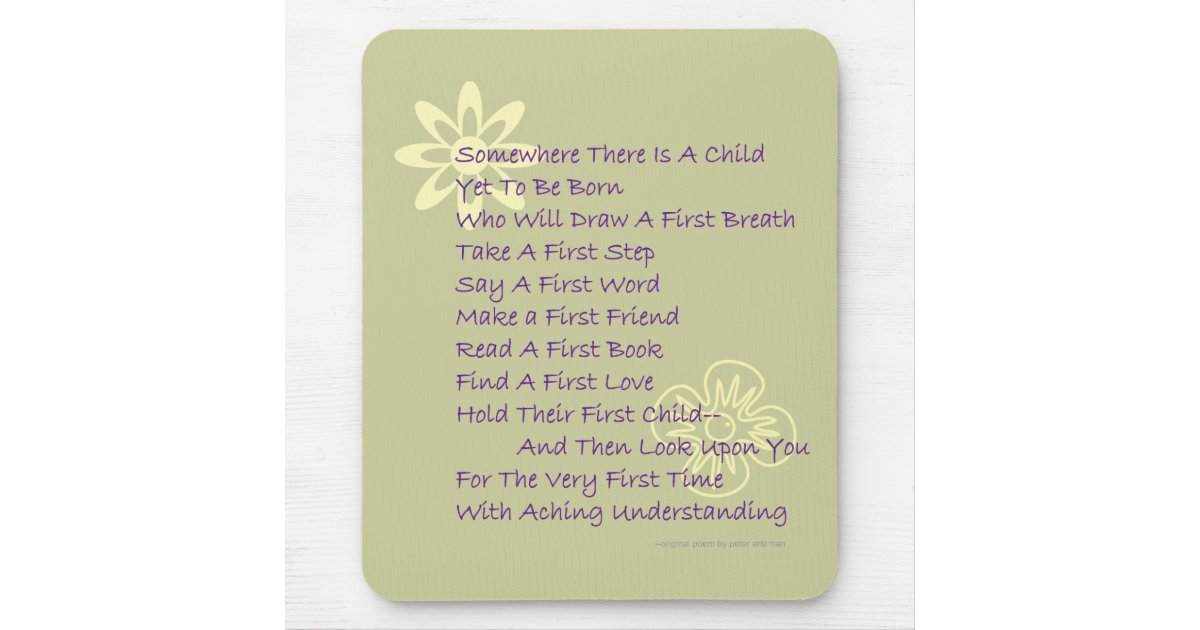 Poem for New Parents Mousepad | Zazzle