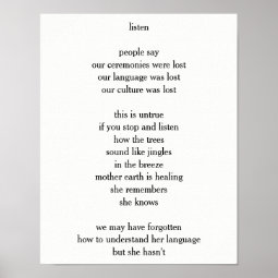 Poem - "listen" poster | Zazzle