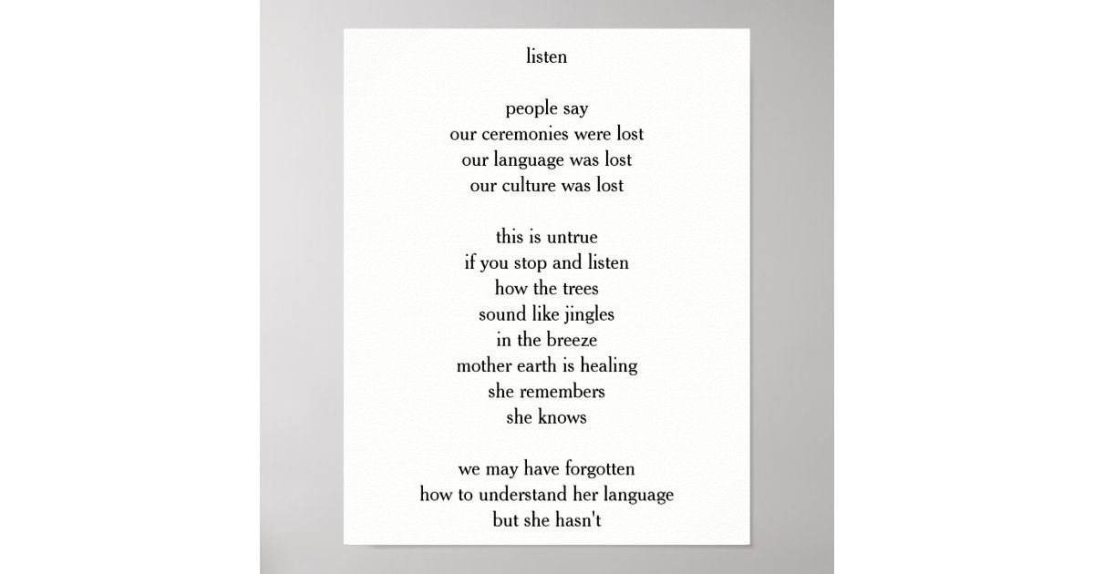 Poem - "listen" poster | Zazzle