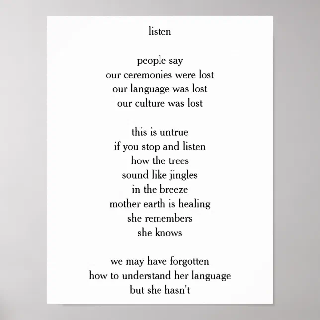 Poem - "listen" poster | Zazzle