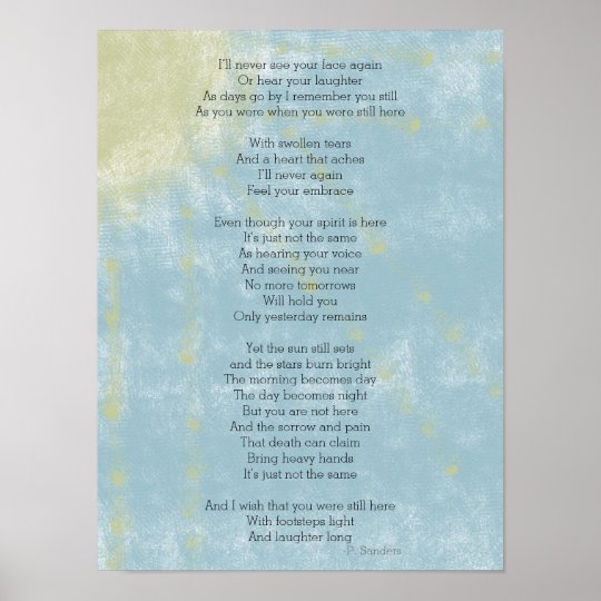 Poem on Loss and Grieving Poster | Zazzle.com