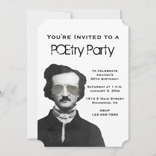 POEtry Party Invitations with Edgar Allan Poe | Zazzle.com