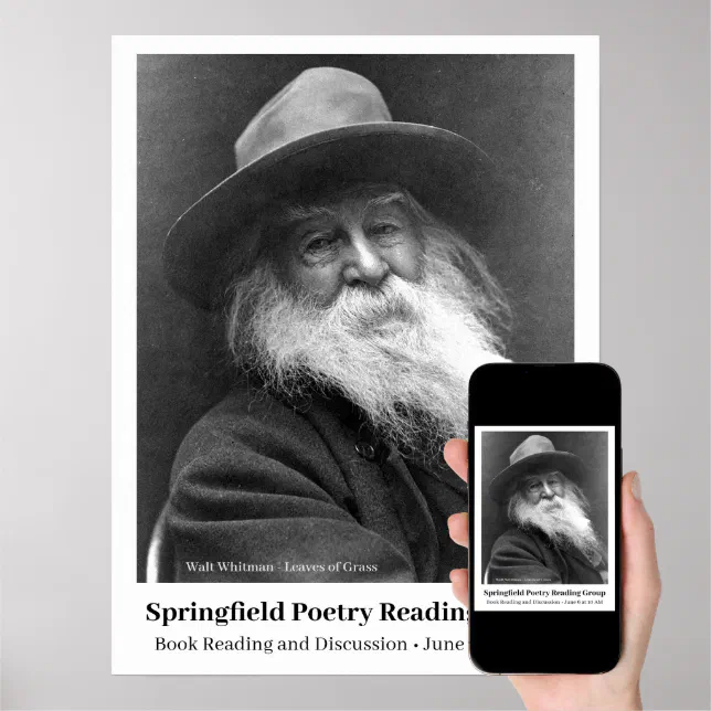 Poetry Reading Event Walt Whitman Anniversary Poster | Zazzle