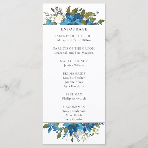 Poinsettia Floral Wedding | Turquoise Blue Program | Zazzle