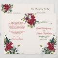 Poinsettia, holly, pine Christmas Wedding Programm | Zazzle