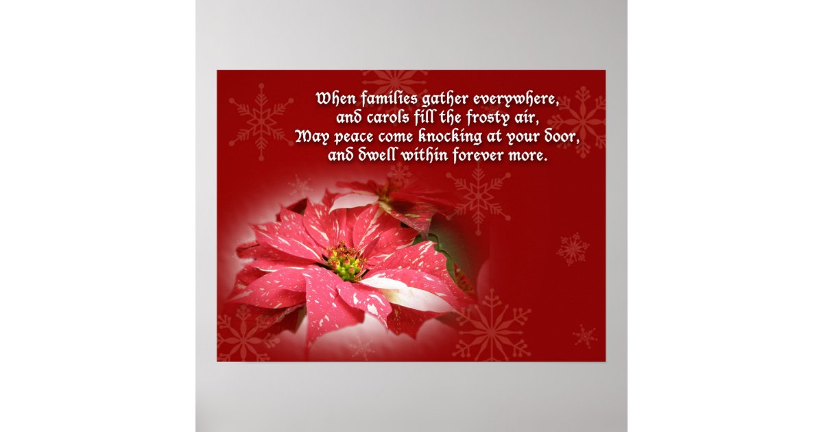 Poinsettia on Red With Poem Poster | Zazzle
