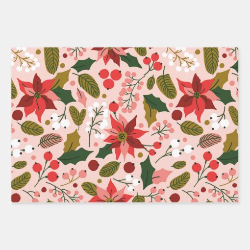 Poinsettia winter holiday wrapping paper | Zazzle