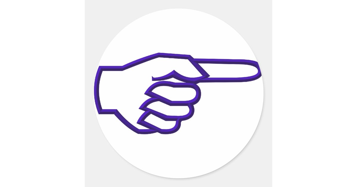 Pointing Finger Classic Round Sticker | Zazzle
