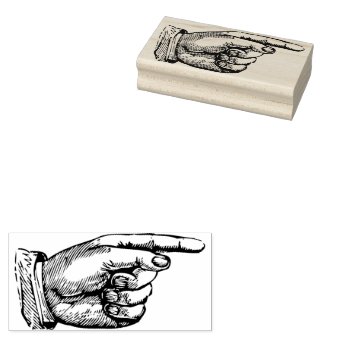 Pointing finger vintage hand drawing rubber stamp | Zazzle