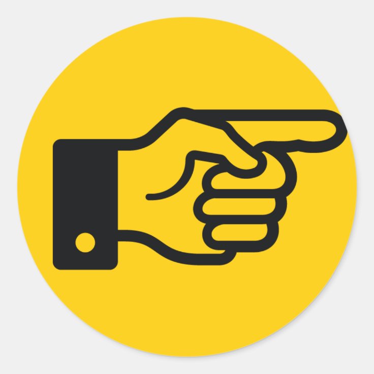 Pointing Finger (Yellow) Sticker | Zazzle