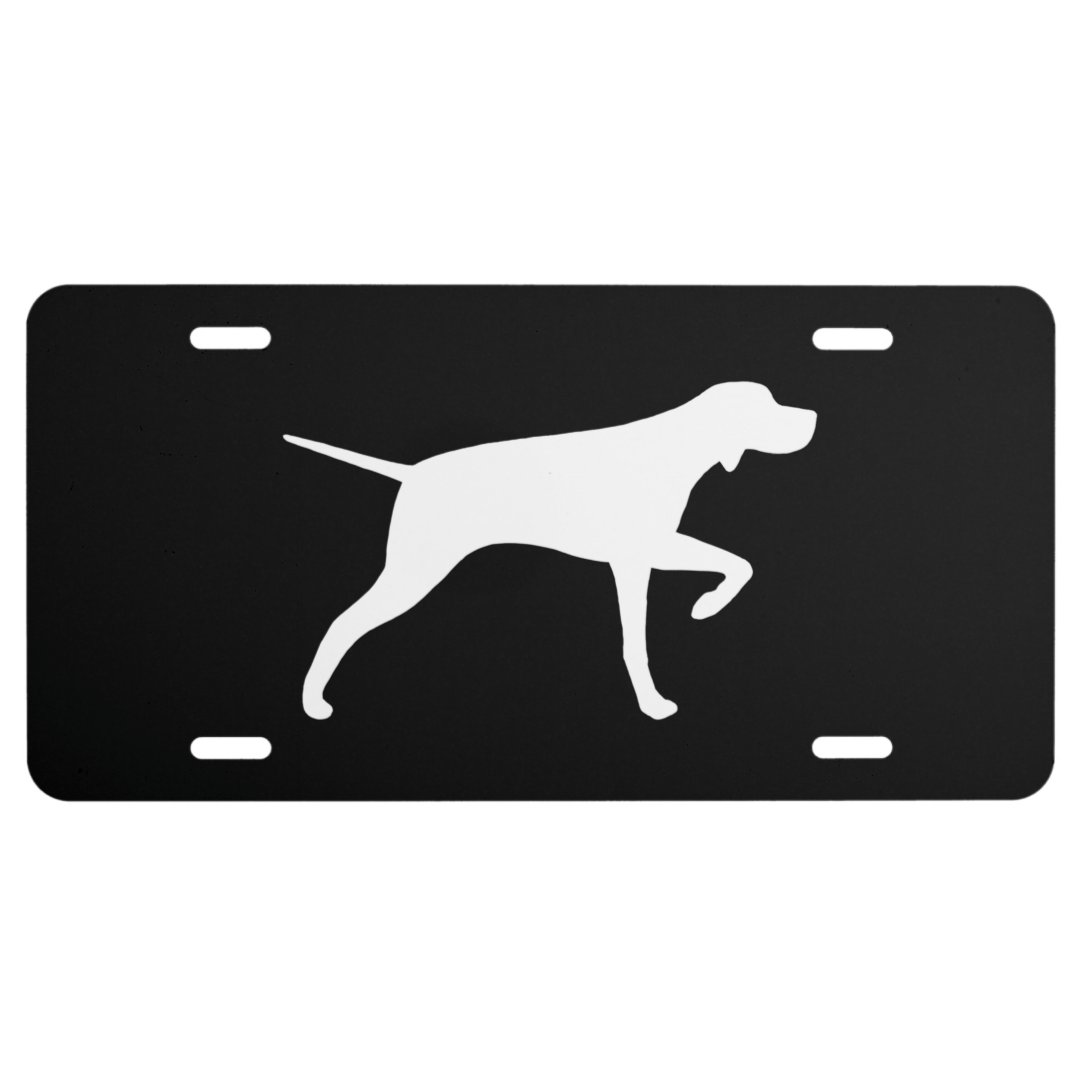 Pointing Pointer Dog Silhouette Black and White License Plate | Zazzle