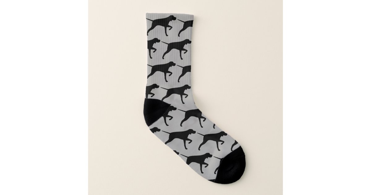 Pointing Pointer Dog Silhouettes Pattern Socks | Zazzle