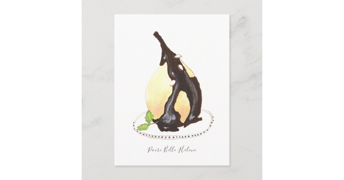 Poire Belle Hélène watercolor Postcard | Zazzle