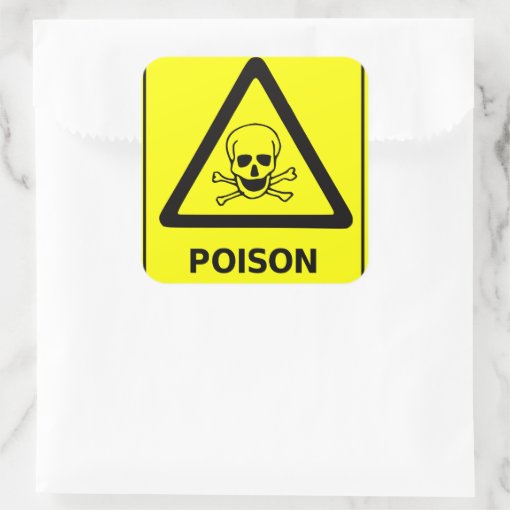 Poison Caution Sign Square Sticker | Zazzle