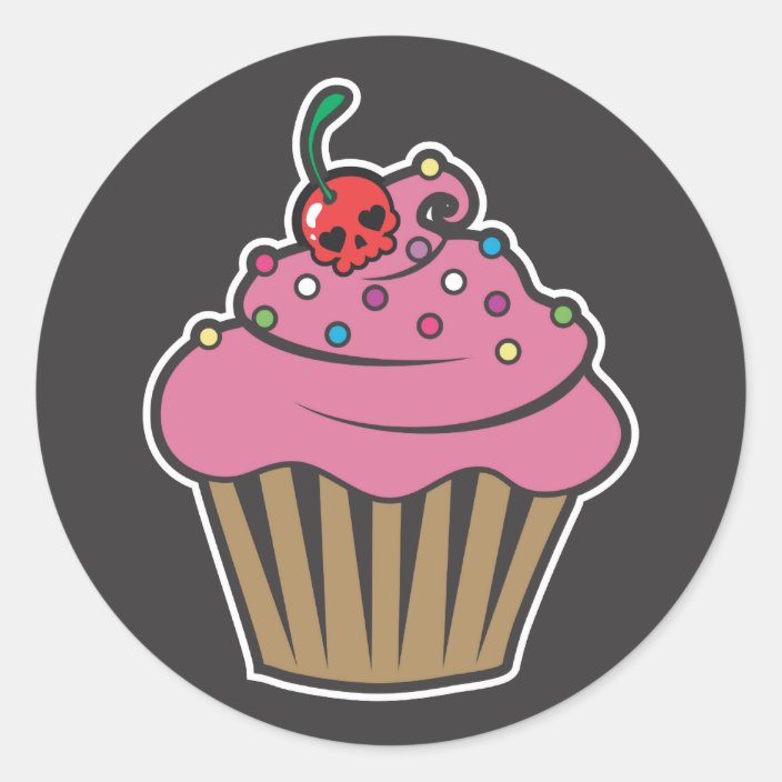 Poison Cherry Cupcake Classic Round Sticker | Zazzle.com