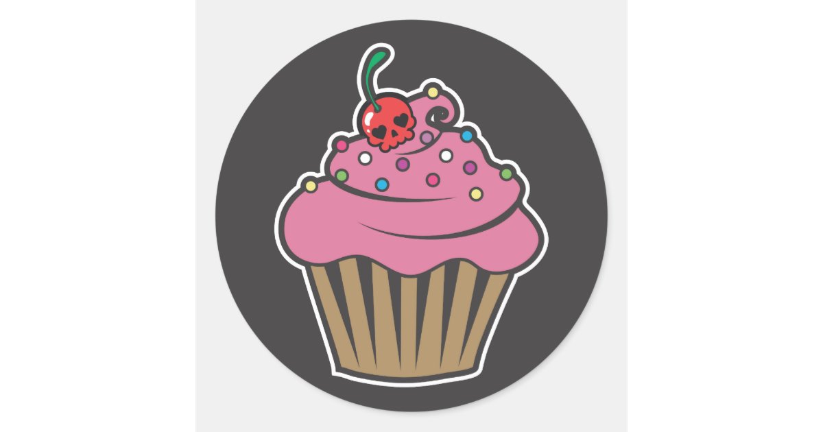 Poison Cherry Cupcake Classic Round Sticker | Zazzle