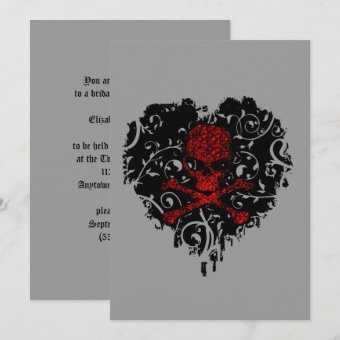 Poison Heart Skull Gothic Bridal Shower Invitation | Zazzle