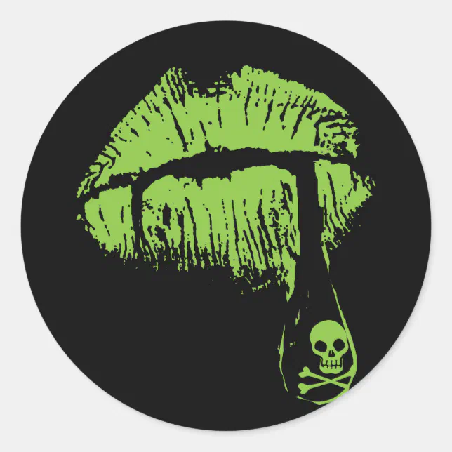 Poison Lips Classic Round Sticker | Zazzle