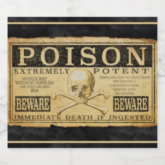 Poison Skull Gothic Apothecary Halloween Liquor Bottle Label | Zazzle