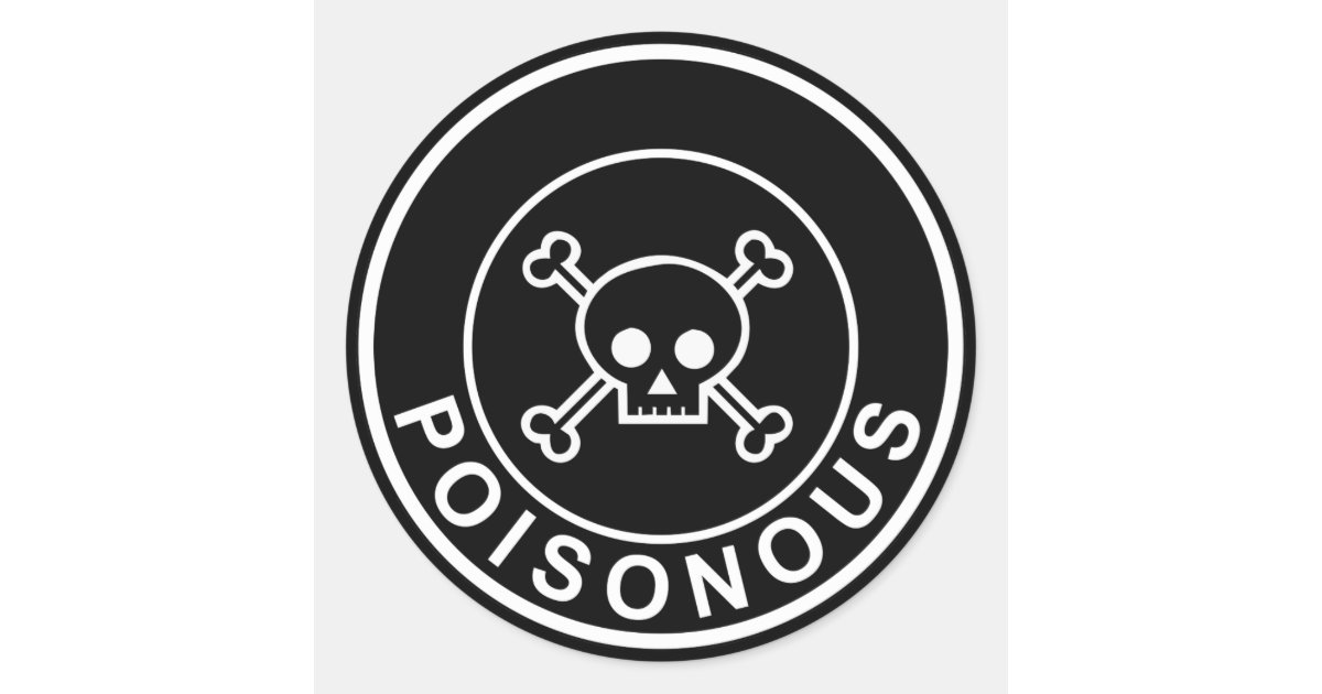 Poisonous white black circle skull sticker | Zazzle