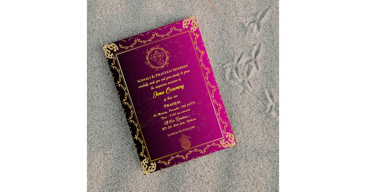 Poite Janeu Upanayanam Hindu Holy Thread Teal Gold Invitation | Zazzle