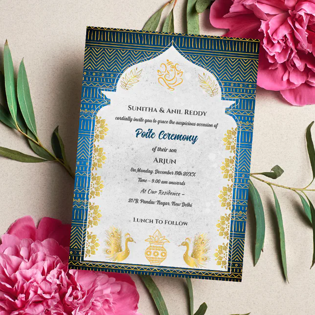 Poite Upanayanam Hindu Holy Thread Janeu Ceremony Invitation | Zazzle