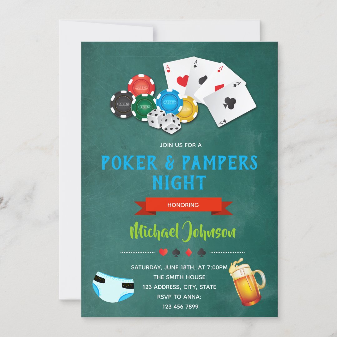 Poker and diaper party invitation | Zazzle