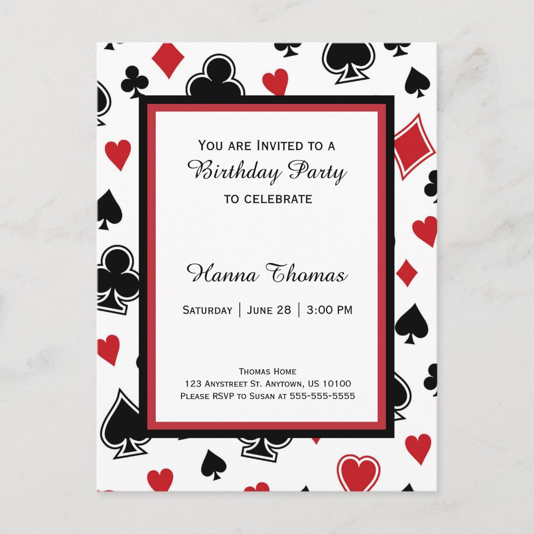 Poker Card Game Casino Theme Birthday | Zazzle