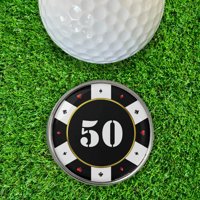 Poker Chip 50th Birthday Party Golf Ball Marker | Zazzle