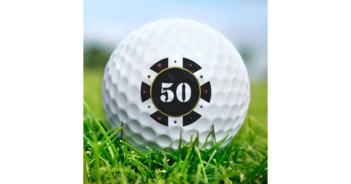 Poker Chip 50th Birthday Party Golf Balls | Zazzle