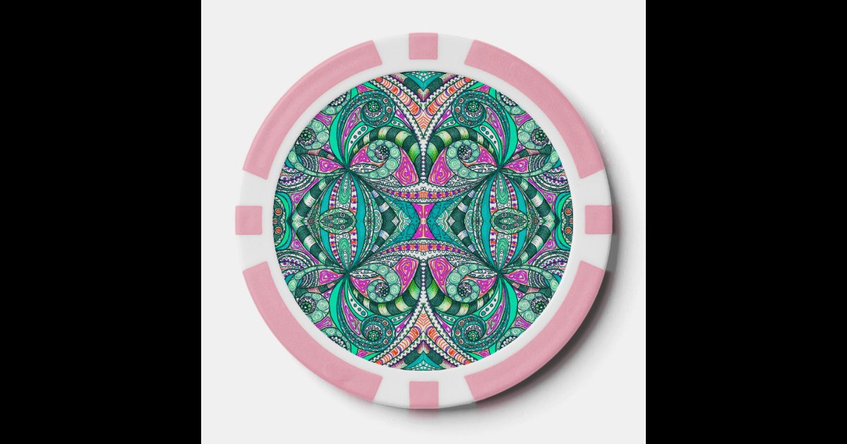 Poker Chip Drawing Floral | Zazzle