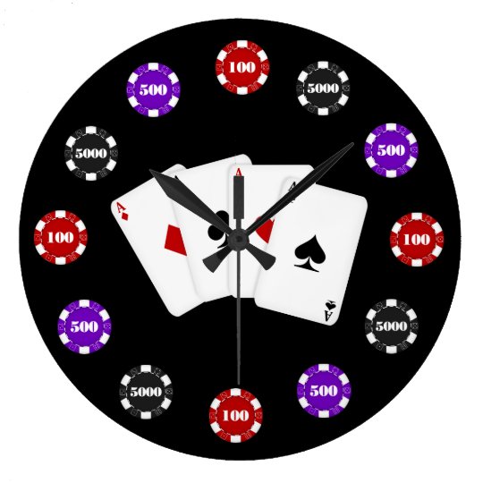 Poker Chip Game room wall clock | Zazzle