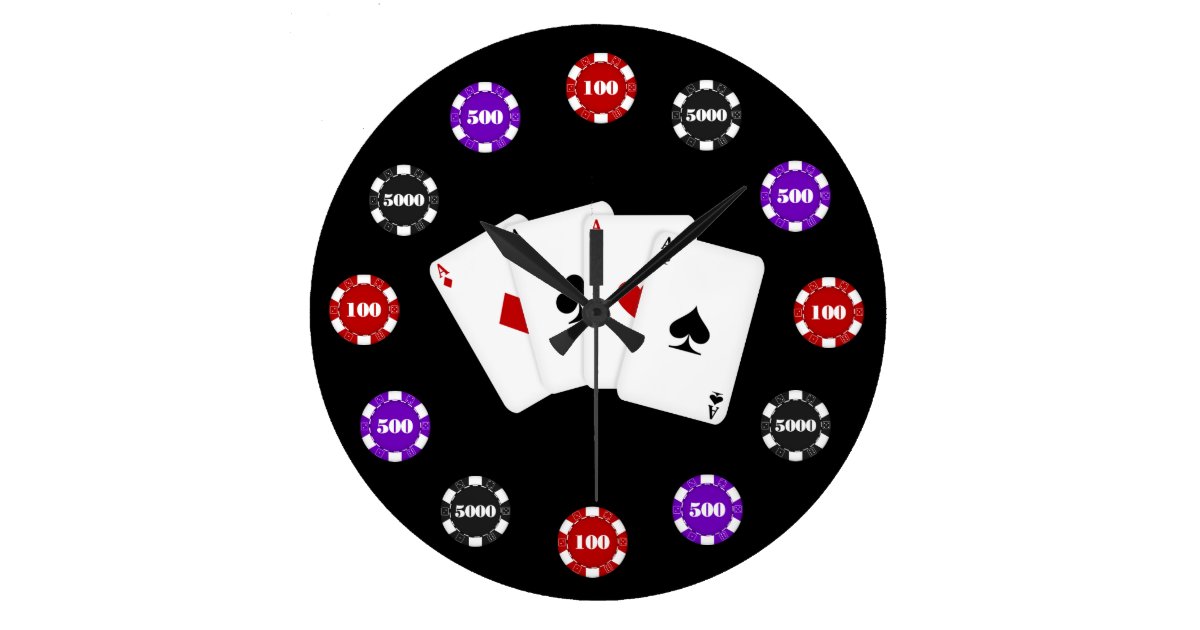 Poker Chip Game room wall clock | Zazzle