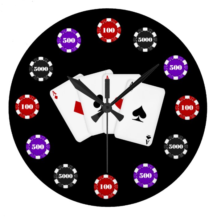 Poker Chip Game room wall clock | Zazzle