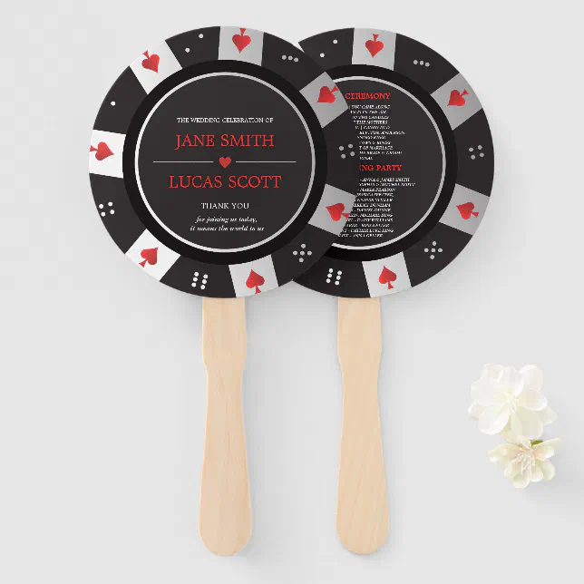 Poker Chip Las Vegas Casino Themed Wedding Program Hand Fan | Zazzle