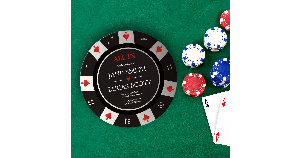 Poker Chip Las Vegas Casino Wedding Invitation | Zazzle