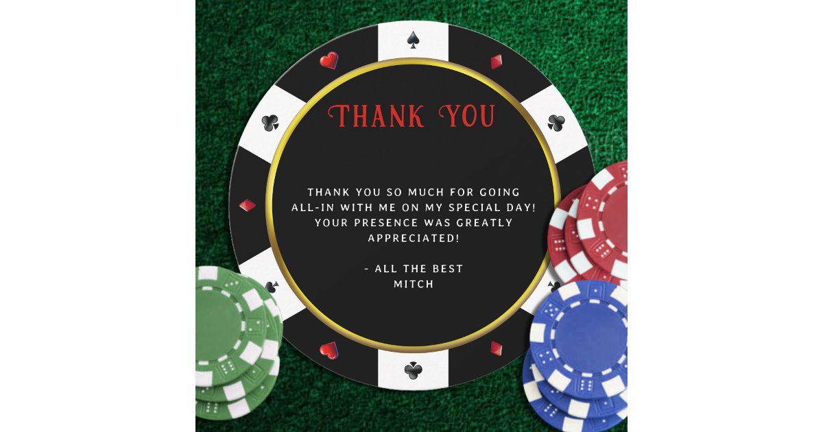 Poker Chip Thank You Card | Zazzle