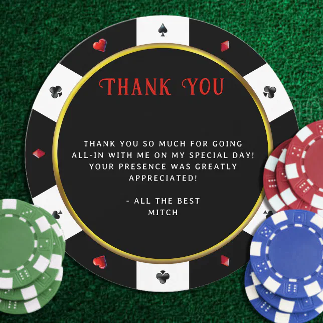 Poker Chip Thank You Card | Zazzle