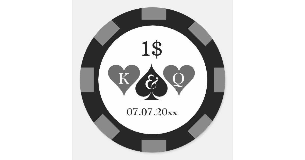 Poker chip value stickers for casino wedding party | Zazzle